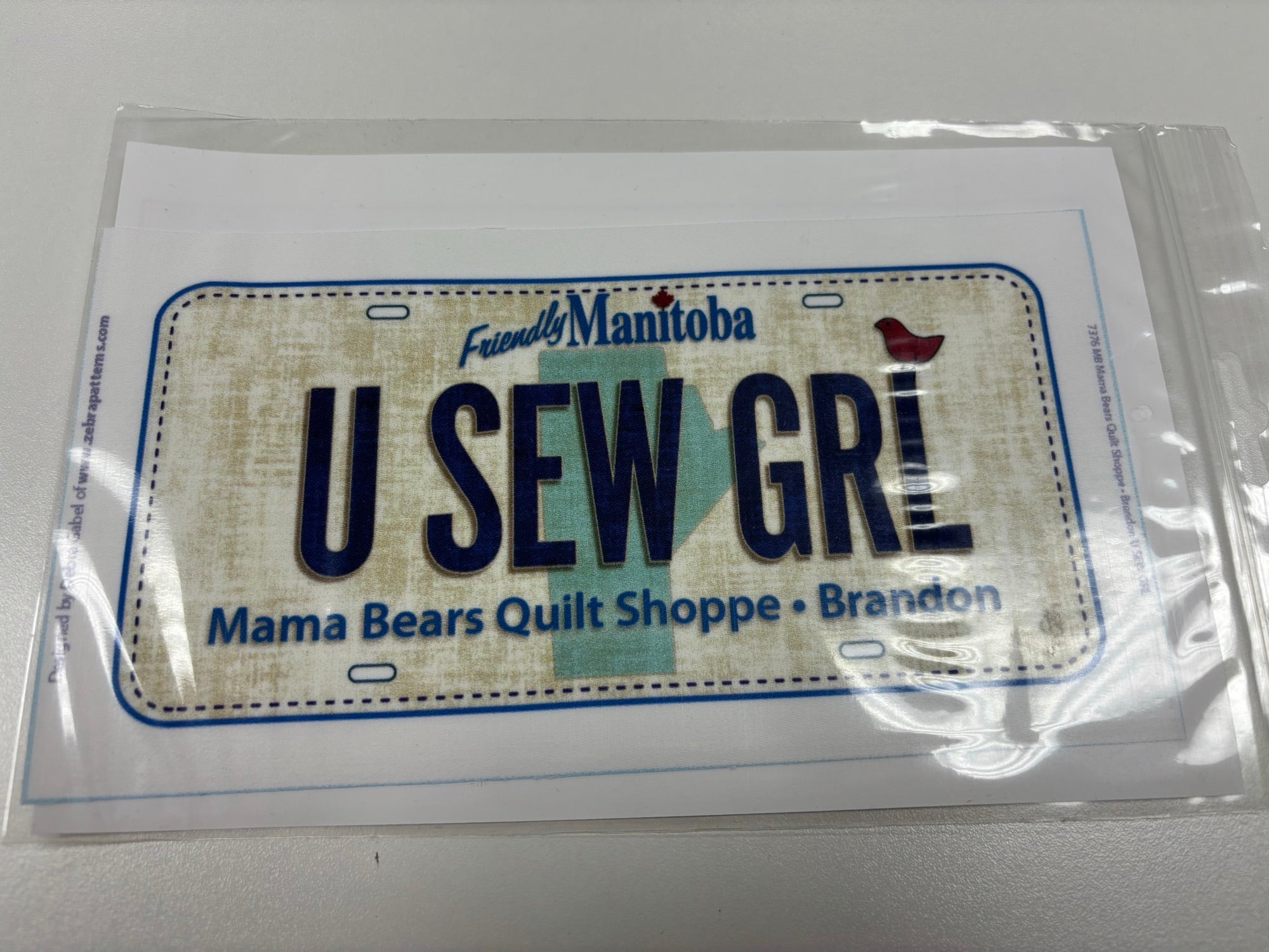 You Sew Gurl Fabric License Plate – Mama Bears Quilt Shoppe